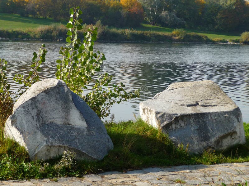 Two big stones stock image. Image of bushes, nature - 267694049