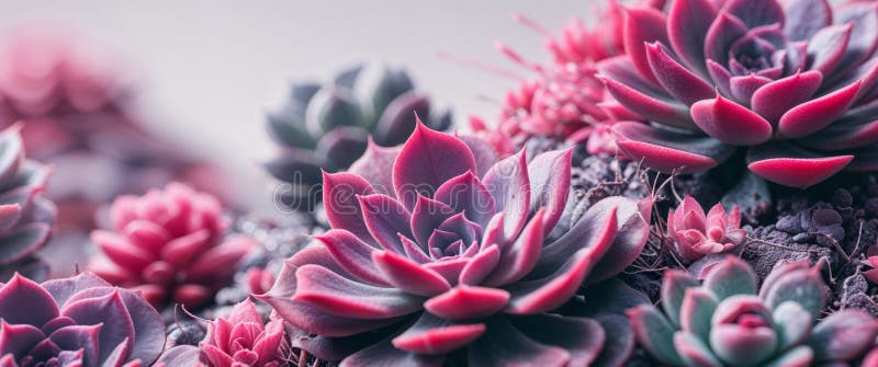 There are Many Different Colored Succulents in a Bunch Stock Image ...