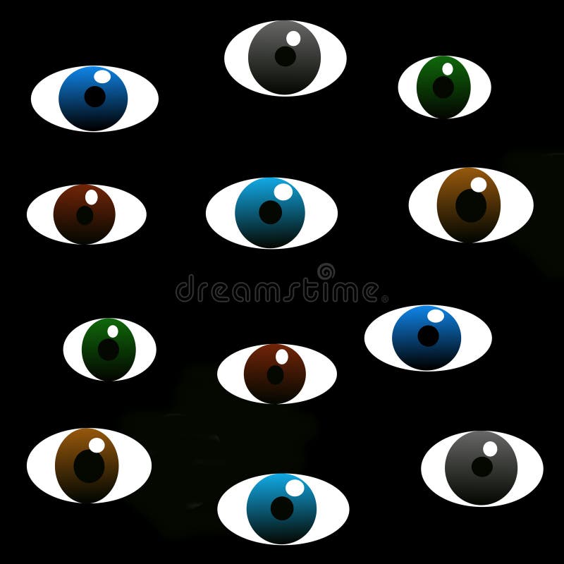 There are Many Different Eyes on a Black Background Stock Illustration ...