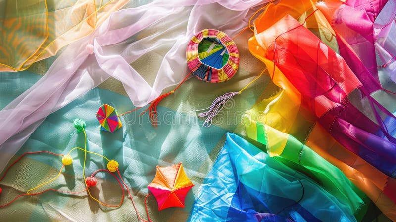There are Many Different Types of Kites on the Table AIG50 Stock Photo ...
