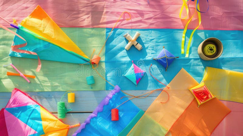 There are Many Different Types of Kites on the Table AIG50 Stock ...