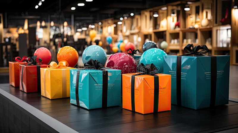 There are Many Festive Gift Boxes in the Store, Boxes of Different ...