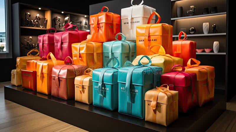 There are Many Festive Gift Boxes in the Store, Boxes of Different ...