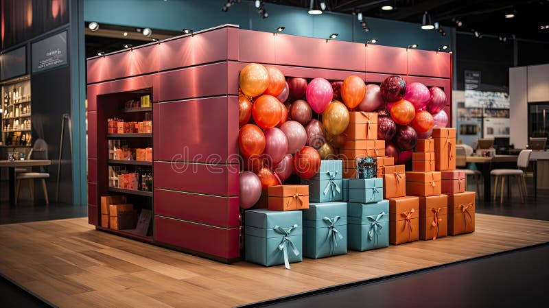 There are Many Festive Gift Boxes in the Store, Boxes of Different Sizes, AI Stock Image - Image ...