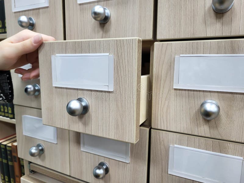 There are Many Library Drawers with File Cabinets Stock Image - Image ...