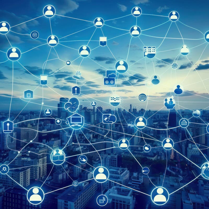 Digital Animation of Social Media Icons Connected To Each Other Forming ...