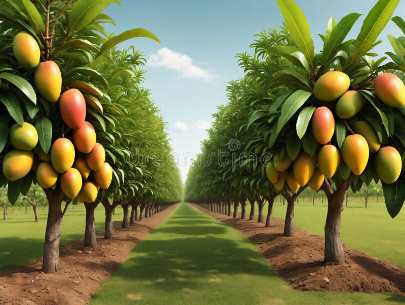 There are Many Mango Trees in the Field. Generative AI Stock ...