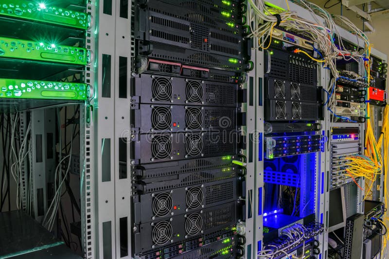 There are Many Telecommunications Equipment in the Racks of the Data ...