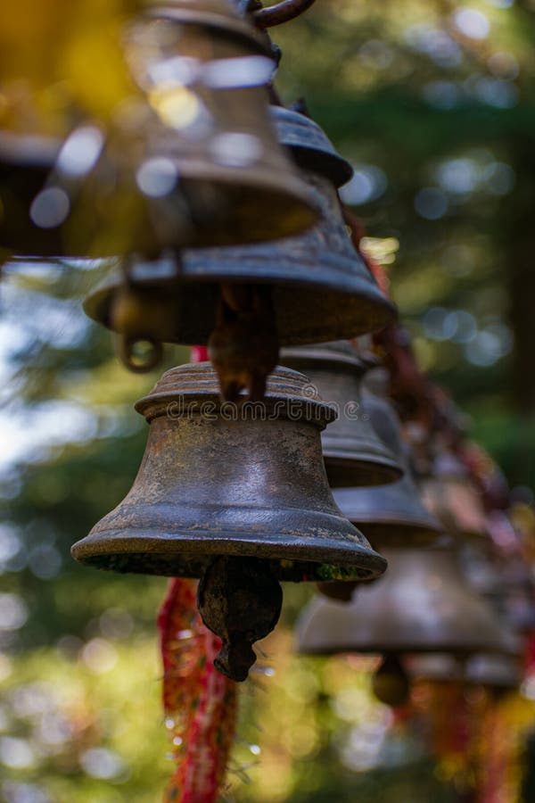 There are Many Temple Bells in an Indian Temple Stock Image - Image of ...