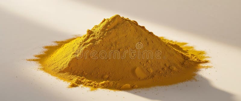 There is a Mound of Yellow Powder on a White Surface Stock Image ...
