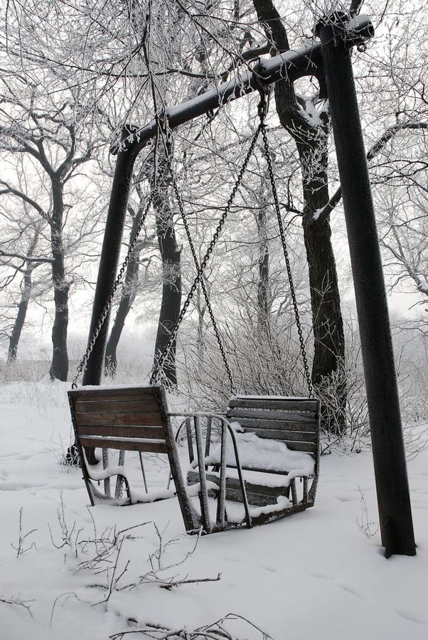The Old Ruined and Broken Children`s Swing Ride is Covered with a Thick ...