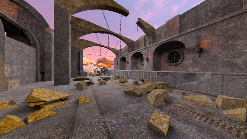 3D CG rendering of ruins stock photo. Image of loneliness - 123552952