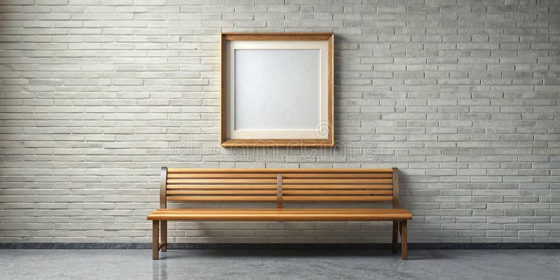 There is a Picture Frame on the Wall Above a Bench Creative AI Stock ...