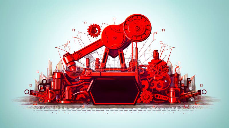 There is Red Picture of Machine with Gears and Gears on it. Generative ...