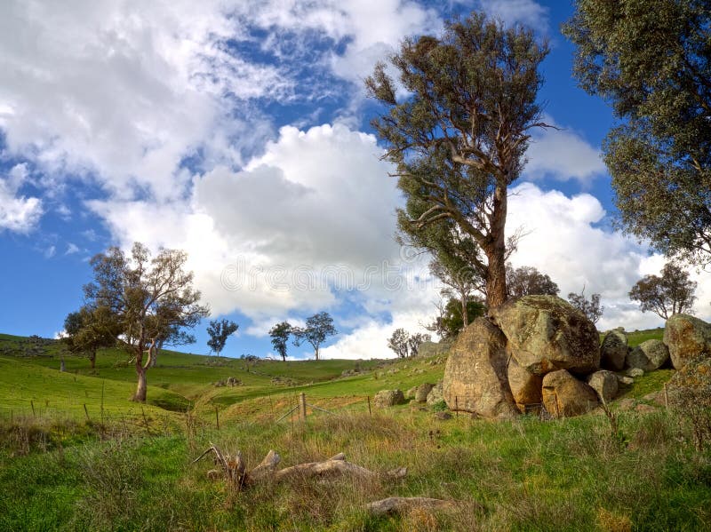 There S a Rock in the Paddock Stock Photo - Image of cloud, land: 32086698