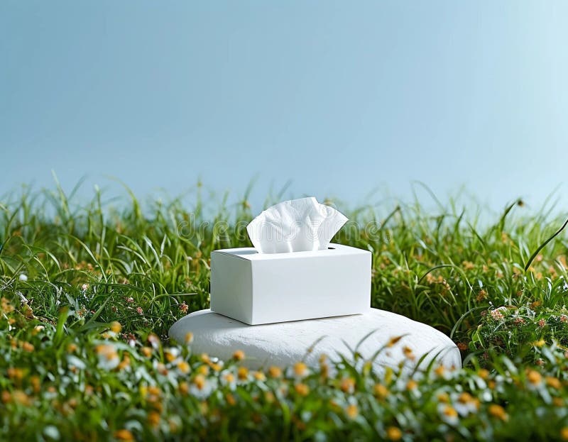 There S a White Box of Tissues in the Grass. Stock Illustration ...