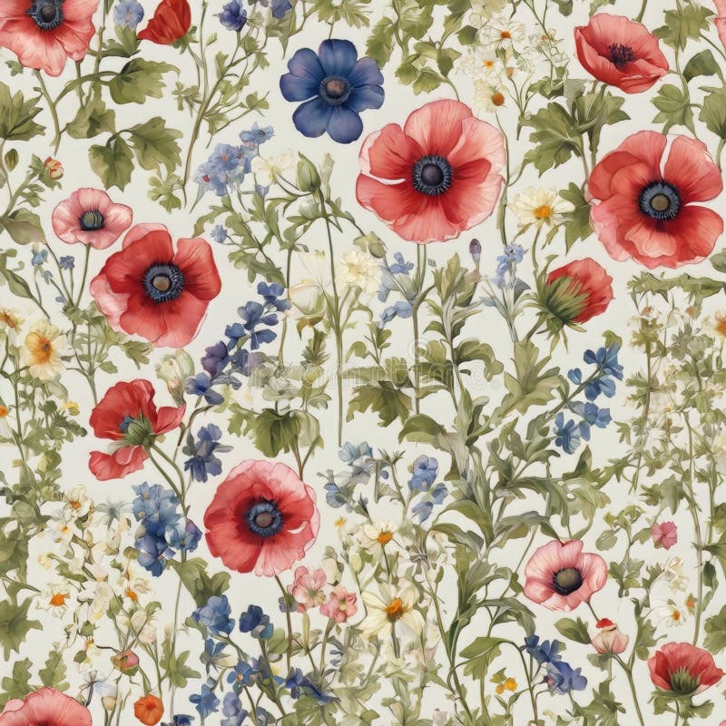 Seamless Floral Pattern stock illustration. Illustration of retro ...