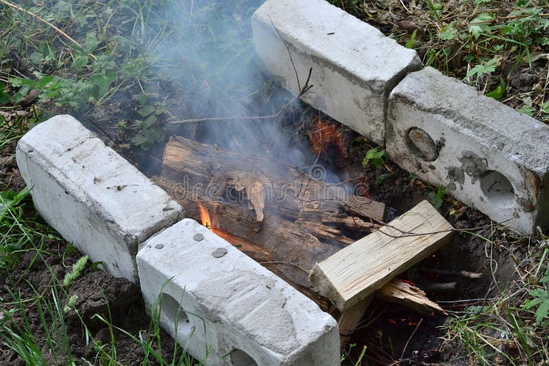 There is a Self-made Barbecue on the Street Stock Photo - Image of ...