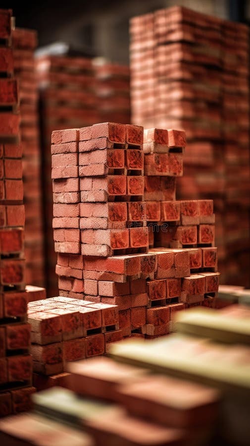 There are Several Red Bricks Stacked on Top of Each Other. the Bricks ...