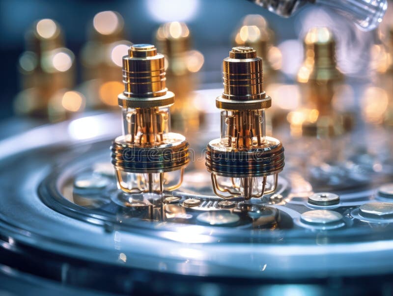 There are Several Small Gold-colored Objects Arranged in Row on Top of ...