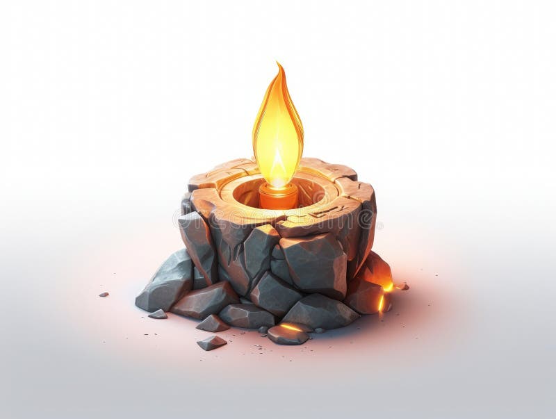 There is Small Flame Burning on Top of Rock or Stone. the Fire Appears ...