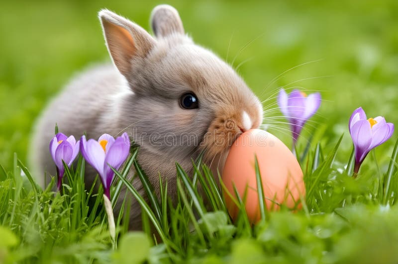 Fluffy Baby Bunny Rabbit Sniffing Curiously Stock Image - Image of ...