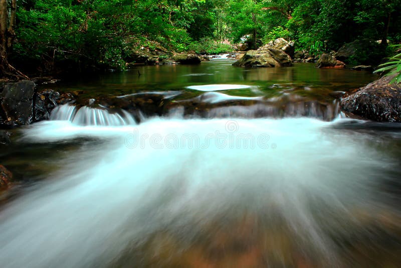 Small Waterfall Flowing Over Rocks in Nature. Stock Image - Image of ...