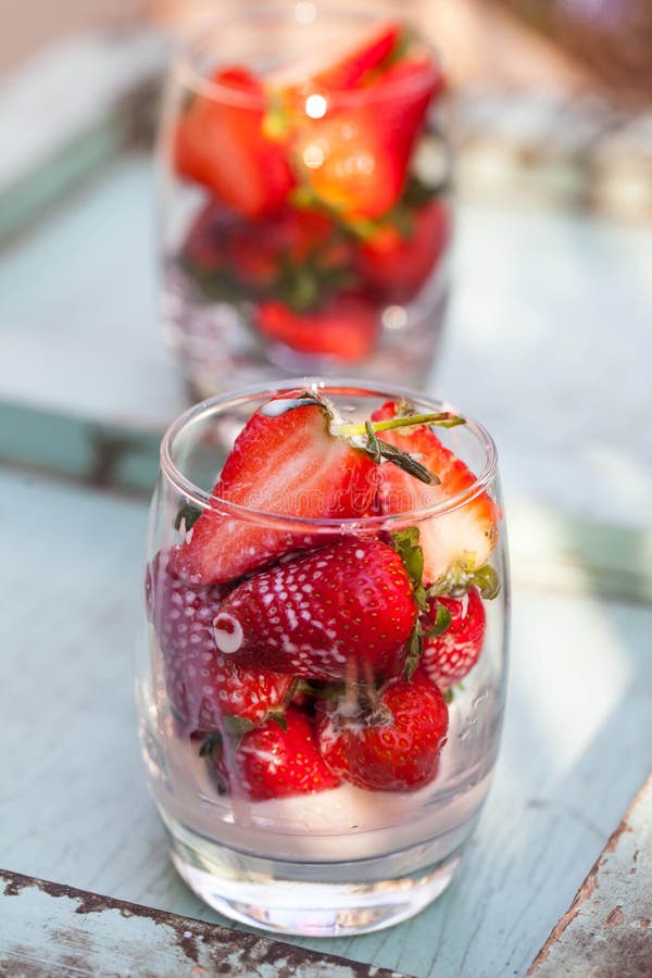 There are Some Fresh Milk Strawberries in the Cup Stock Photo - Image ...