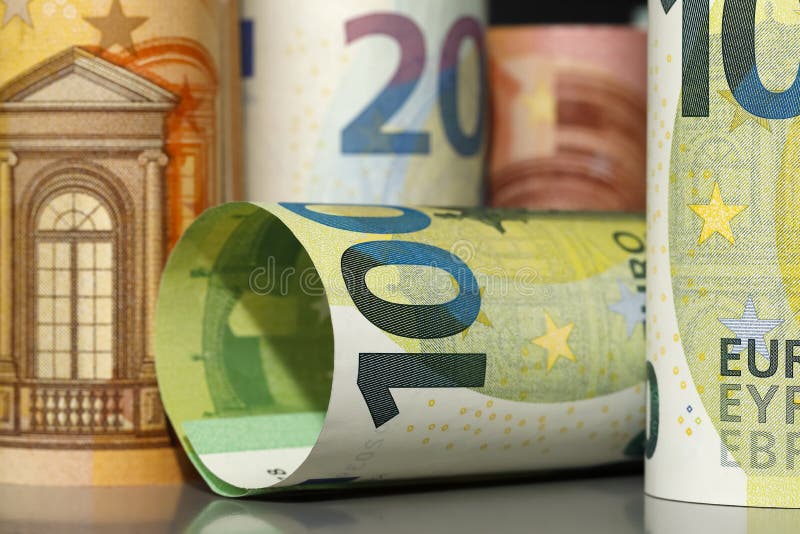 Rolled-up Banknotes of Eurozone Stock Photo - Image of banking ...