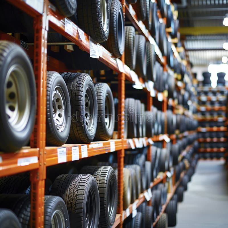 A Large Warehouse that is Completely Filled with Many Tires on Shelves ...