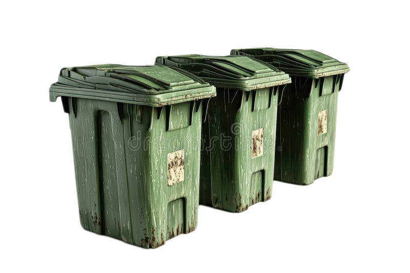 There are Three Distinct Green Trash Bins Specifically Designated for ...