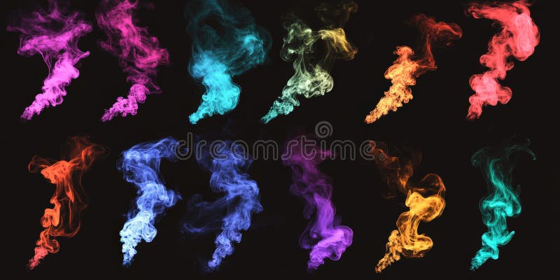 There are Three Distinct Types of Smoke Visible on a Black Background ...