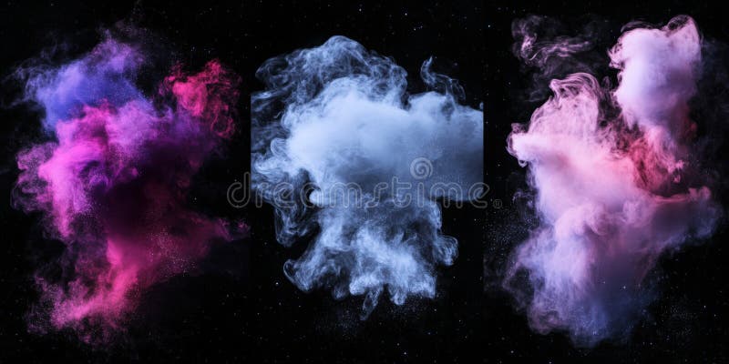 There are Three Distinct Types of Smoke Visible on a Black Background ...