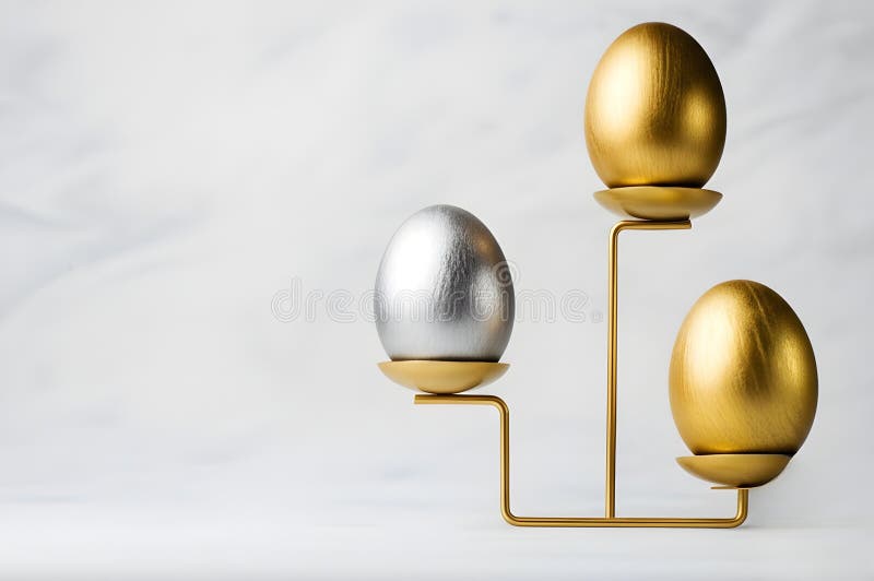 Easter Decor with Golden and Silver Eggs Stock Illustration ...