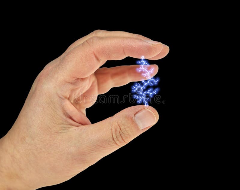 Hand with thunderbolt stock photo. Image of finger, abstract - 164067692