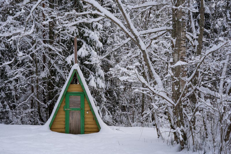 Triangular Toilet in the Fores Stock Image - Image of public, sign ...
