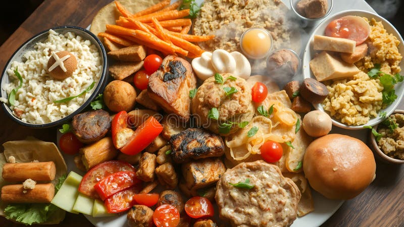 There are Truly Many Different Types of Delicious Food Displayed on the ...