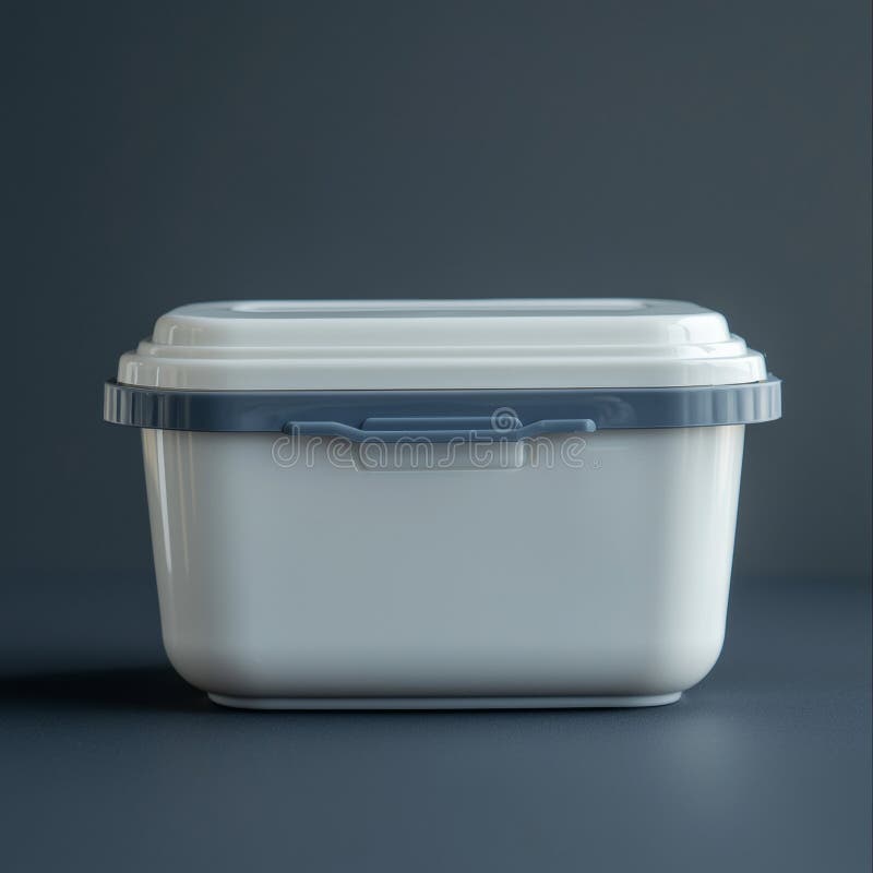 There are Two Handles on this White Rectangular Plastic Food Container ...