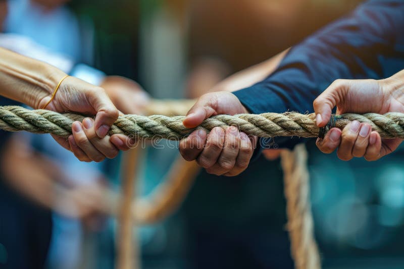 Two Individuals are Pulling a Long Rope in Completely Opposite ...
