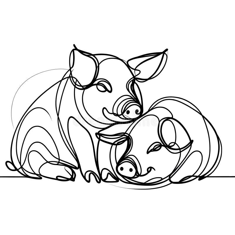 There are Two Pigs Side by Side, with One Pig Lying Down, and Their ...