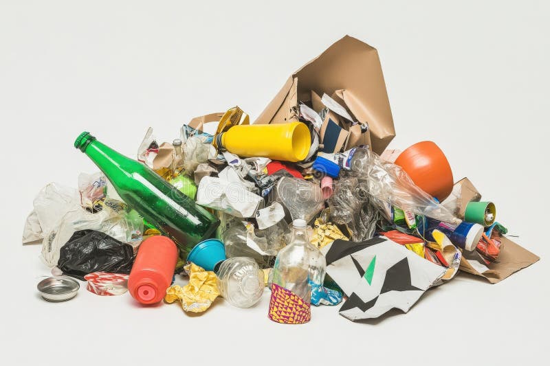 There are a Variety of Different Types of Trash Spread Out on the Table ...