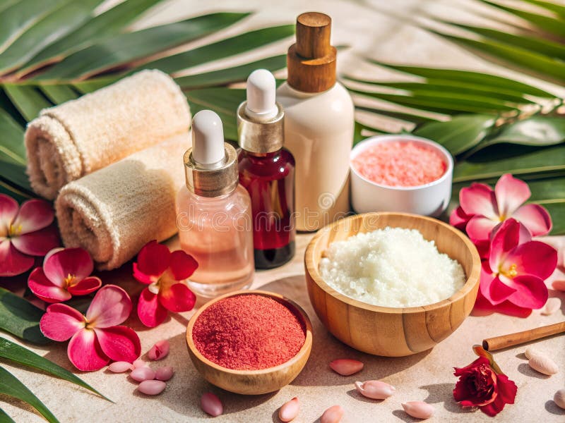 There are Various Cosmetics Displayed on the Table Stock Illustration ...