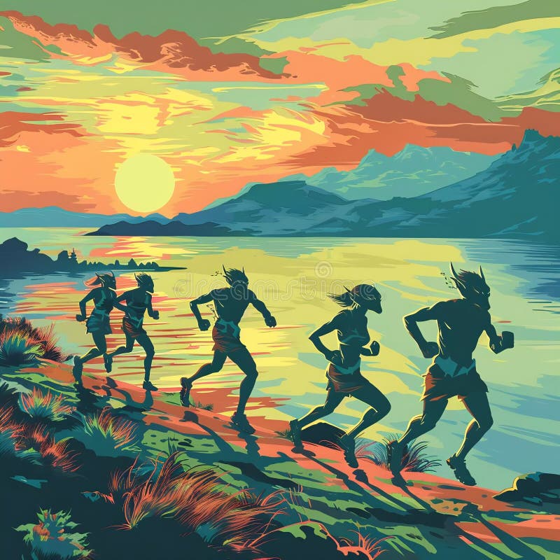 Five Stylized Goblins, with Exaggerated Features, Run Together in a ...