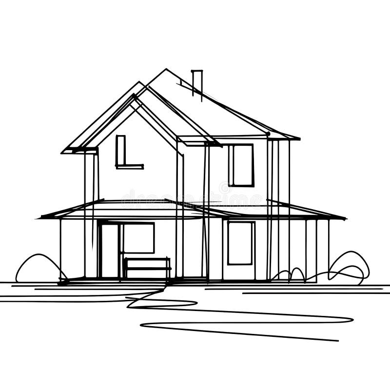 There is a White Background with a Simple Representation of a House in ...