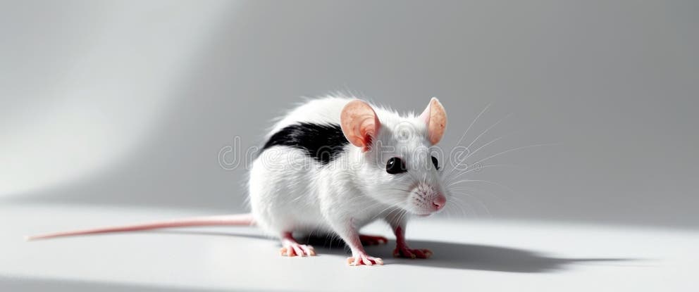 There is a White Mouse with a Black Stripe on Its Back. Stock Photo ...