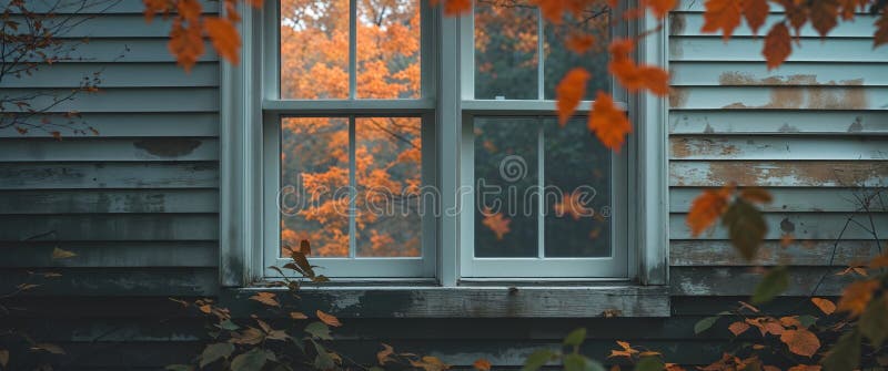 There is a Window with a View of a Tree Outside Stock Photo - Image of ...