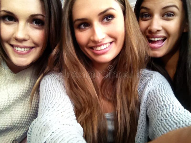 Theres always Time for a Selfie. Three Beautiful Young Women Taking a ...