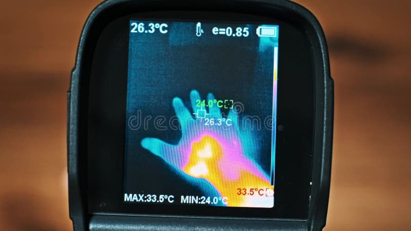 Thermal Camera Detects Hand Temperature Variations Stock Footage ...