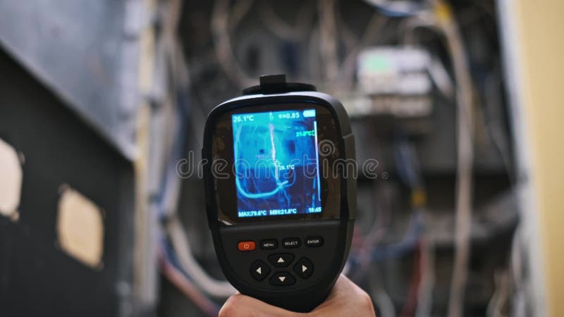 Thermal Camera Inspects Electrical Box Wire Temperatures Stock Footage ...