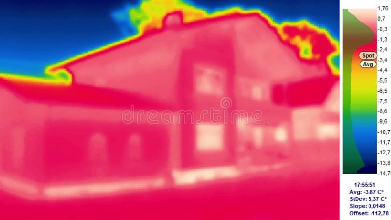 Thermal Camera View, a House in Cold Surroundings, with Color Scale ...